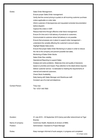 Ilaam Jamie - 2016 CV | DOC