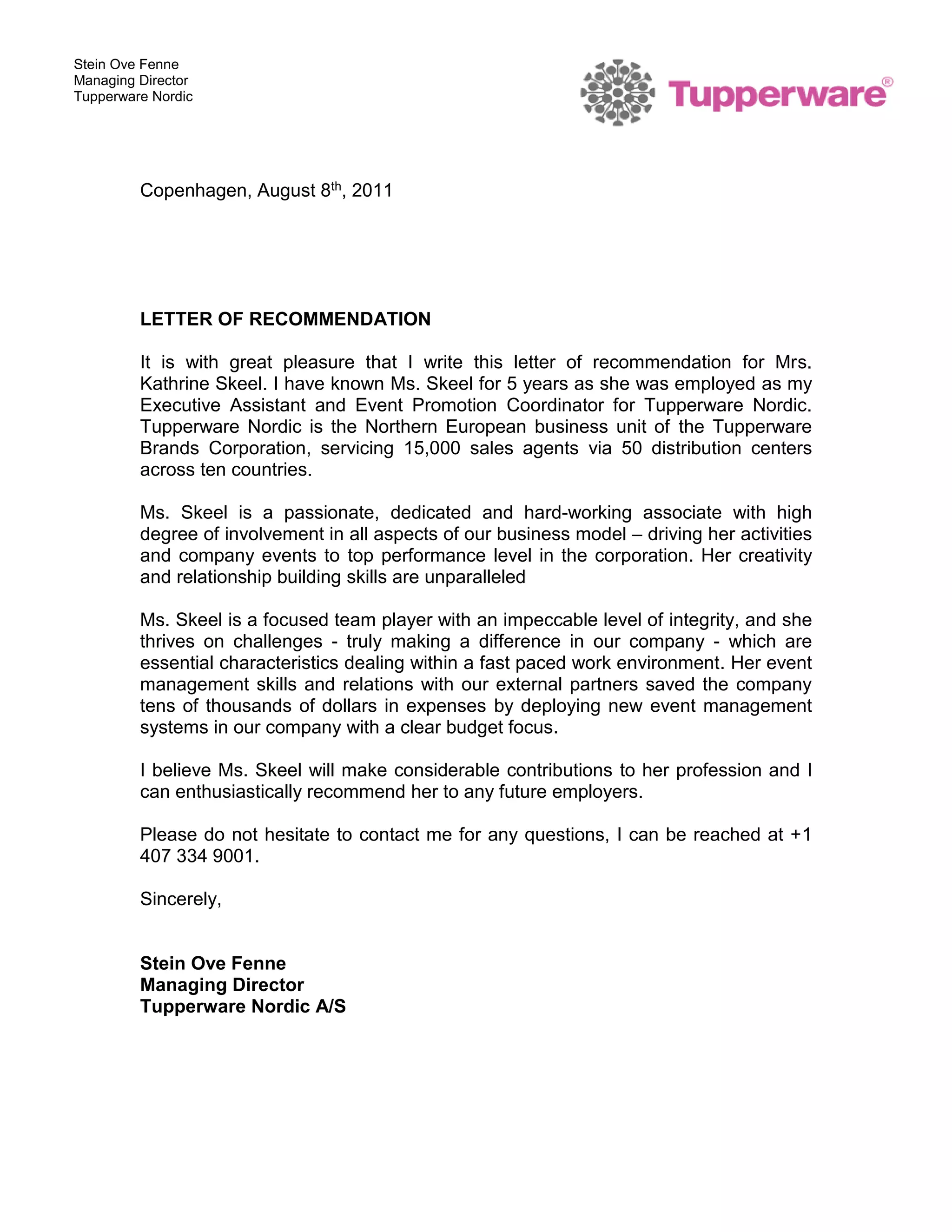 Tupperware Nordic - Kathrine Skeel | PDF