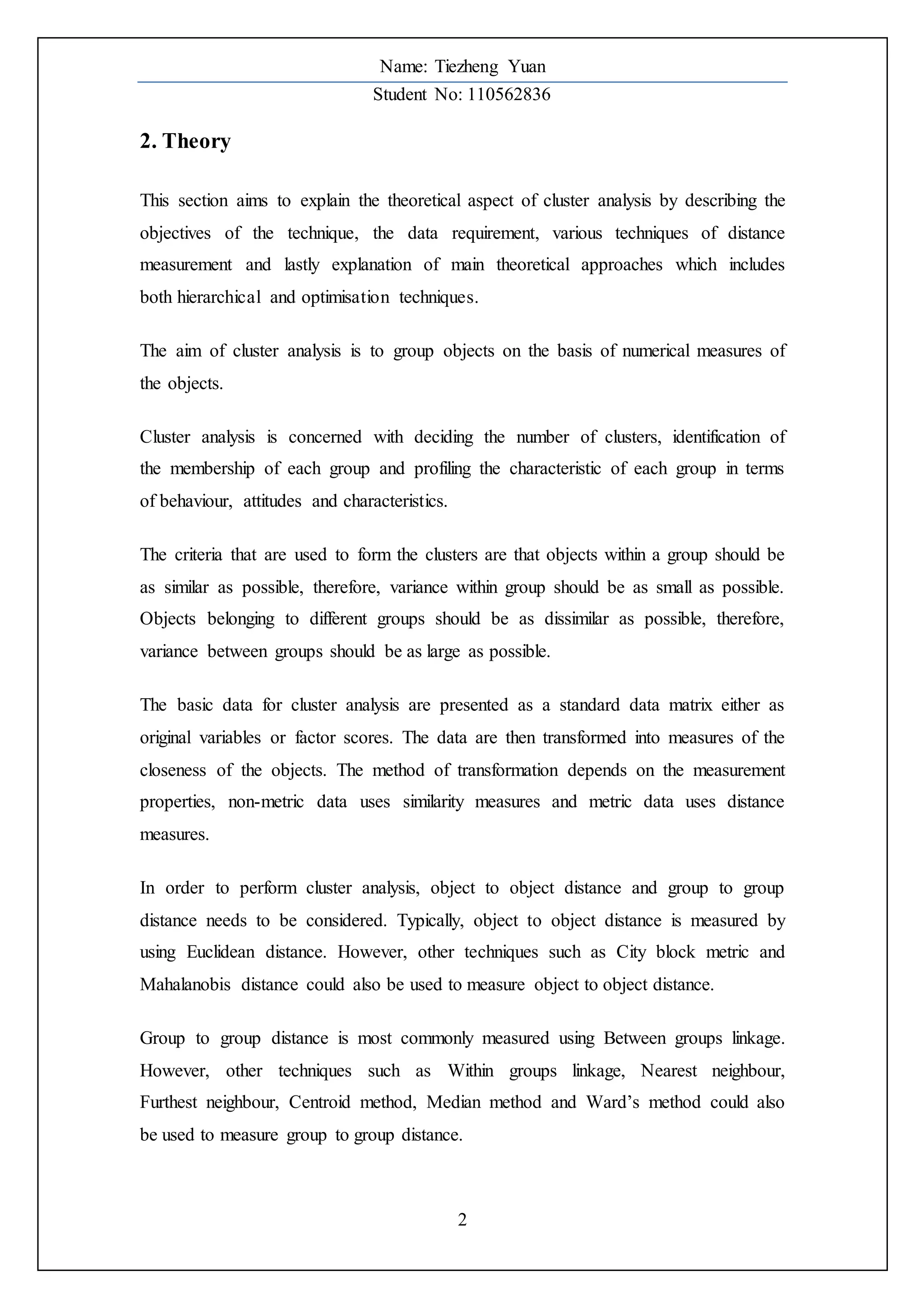 Cluster Analysis Assignment 2013-2014(2) | DOCX | Physics | Science