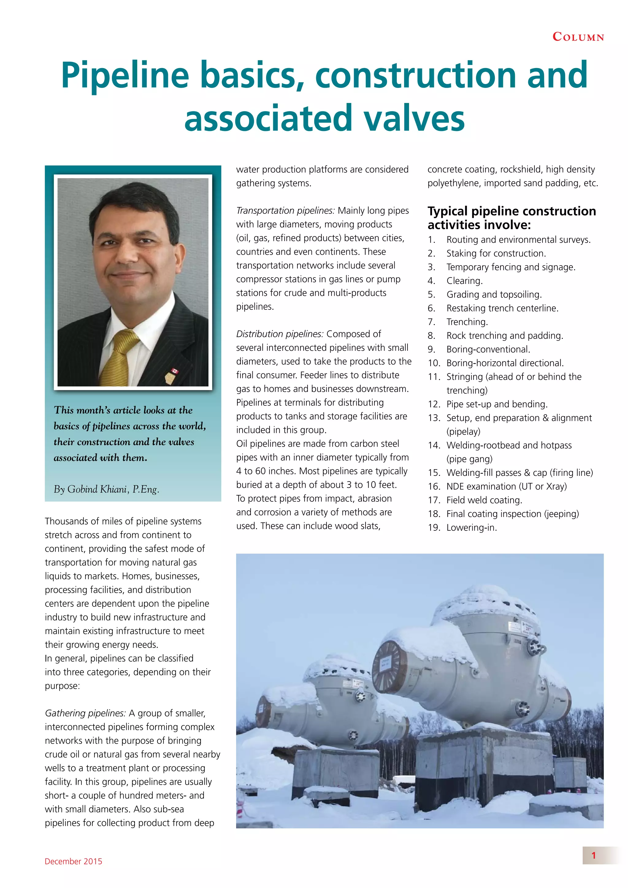 Valves in Pipelines-December 20150Final | PDF