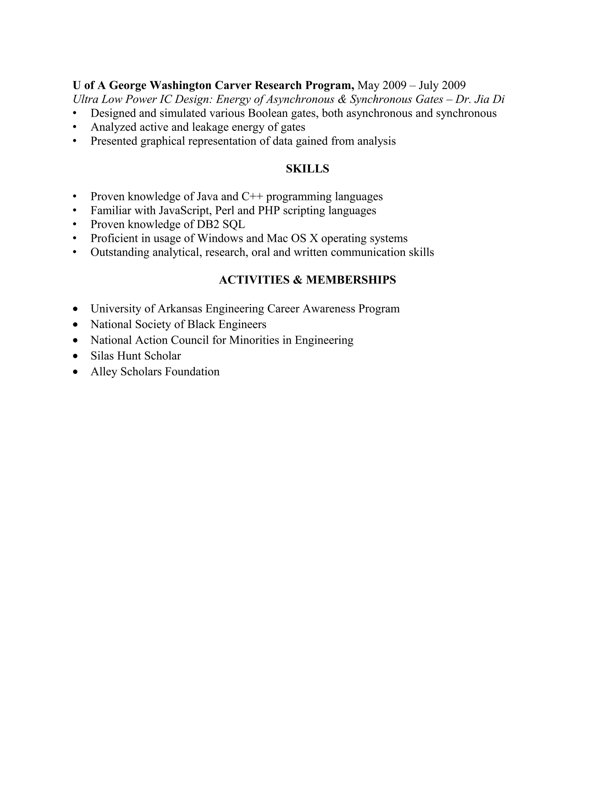 Justin Wright Resume | DOC | Programming Languages | Computing