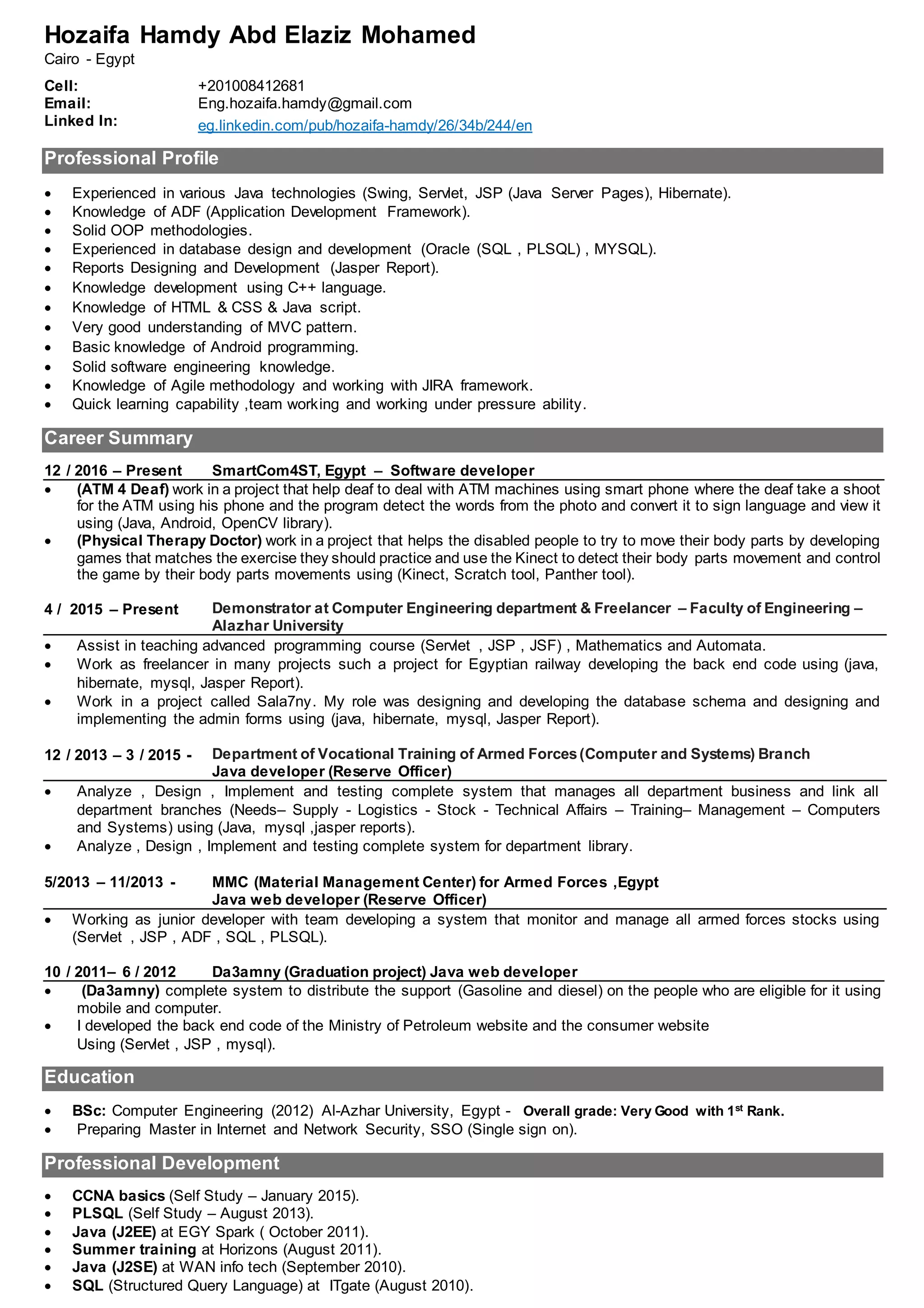 Hozaifa Hamdy - Software Developer | DOCX