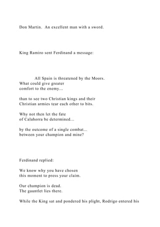 2El Cid, The Legend, from a Spanish poem, written in 12th ce.docx