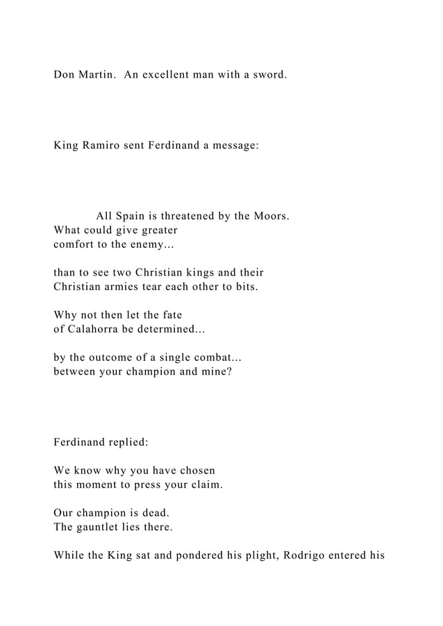 2El Cid, The Legend, from a Spanish poem, written in 12th ce.docx ...