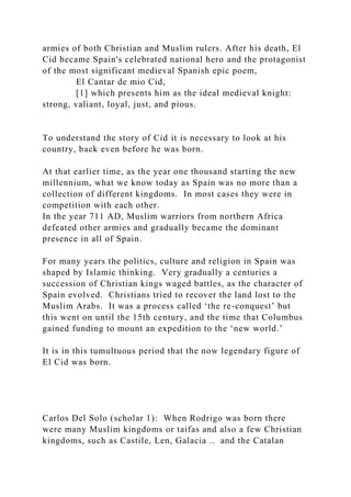 2El Cid, The Legend, from a Spanish poem, written in 12th ce.docx