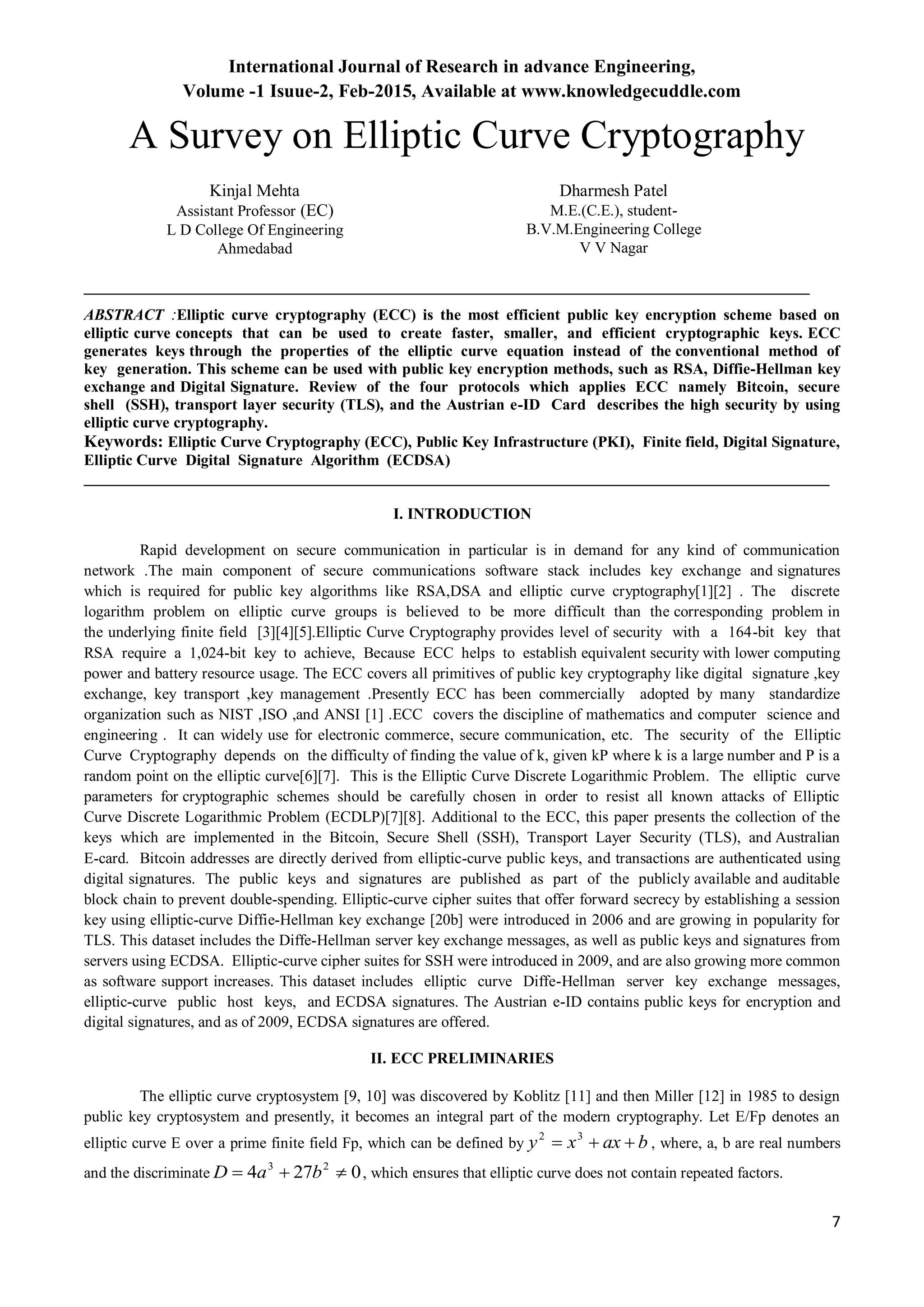 A Survey On Elliptic Curve Cryptography Pdf 
