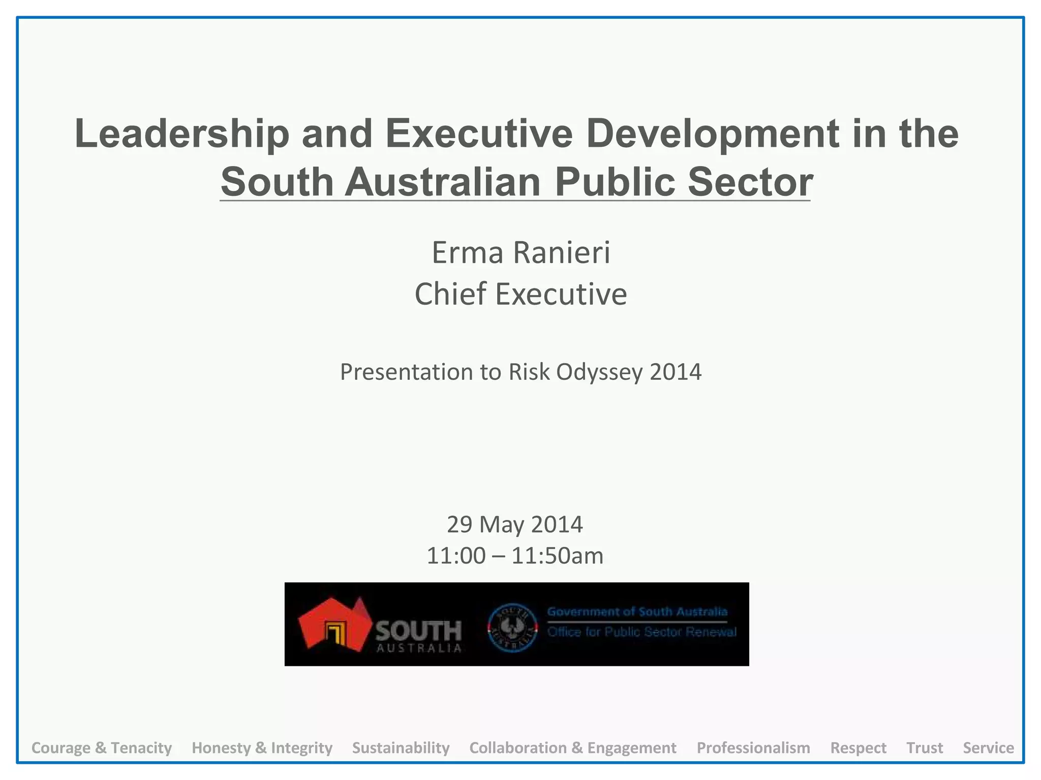 Leadership and Executive Development in the South Australian Public ...