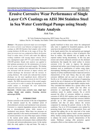 Erosive Corrosive Wear Performance of Single Layer CrN Coatings on AISI ...