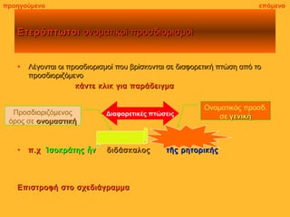 2eteroptoti onomatiki prosdior | PPT