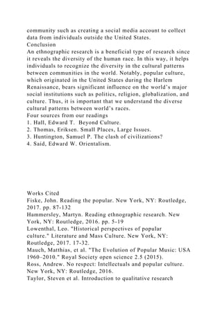 2Ethnographic Research about the Popular CultureSummaryInt.docx