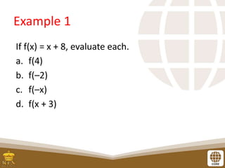 2 evaluating functions | PPTX