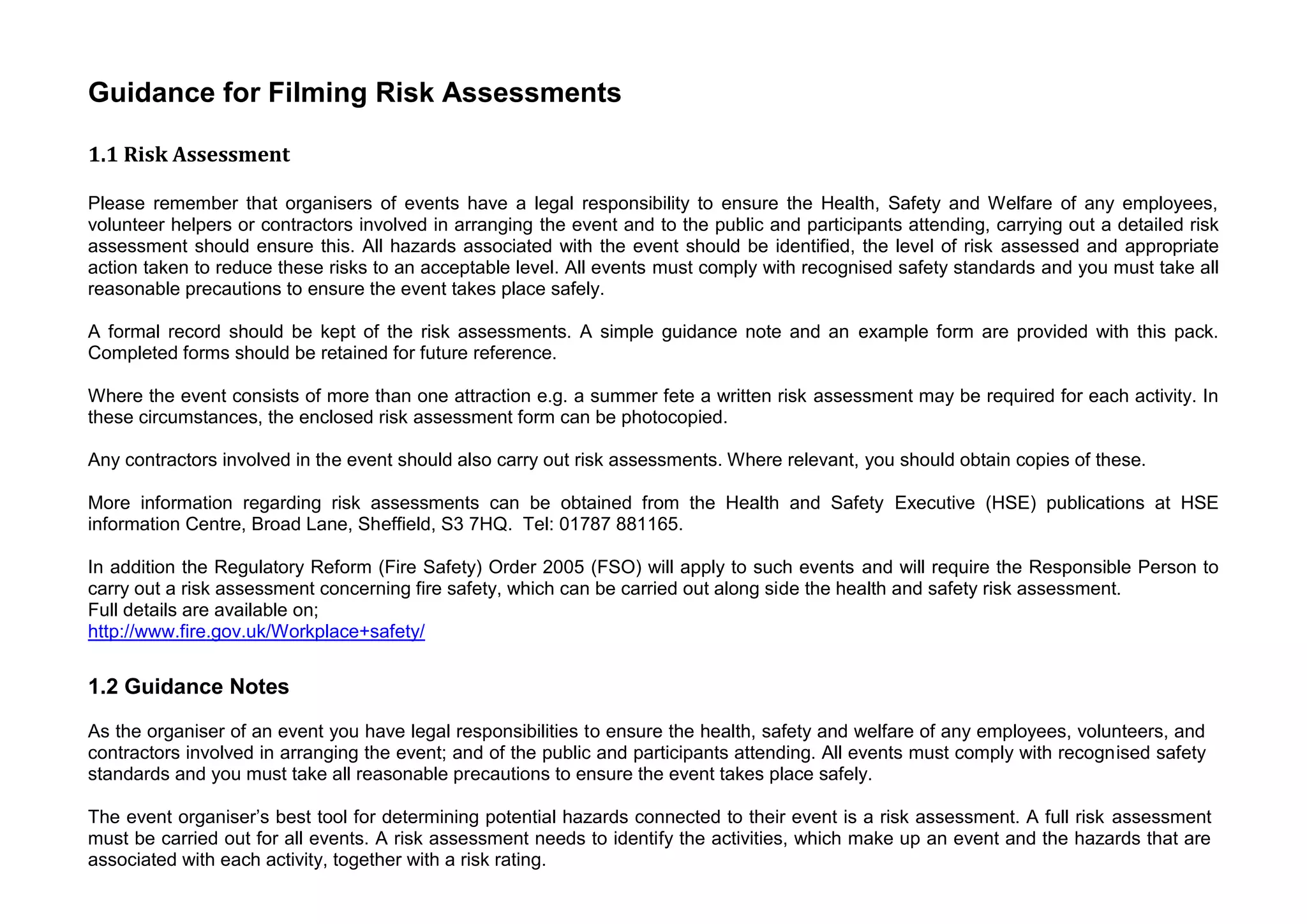 Filming Risk Assessment Form | PDF | First Aid | Injuries