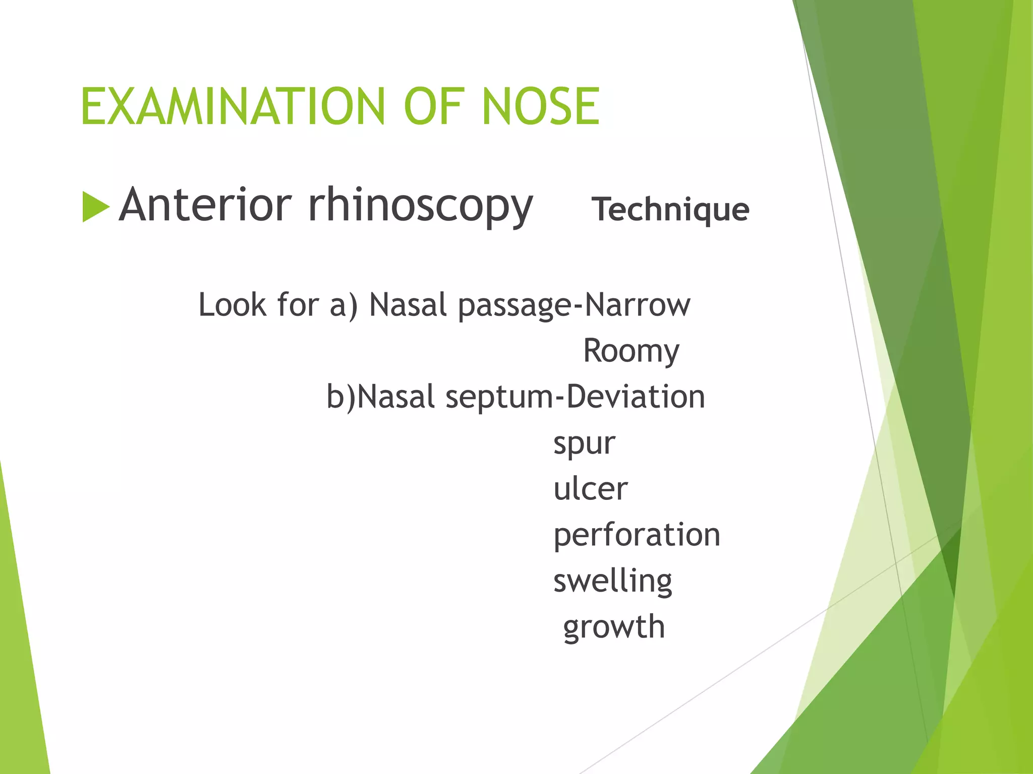 2 examination of nose and pns | PPTX
