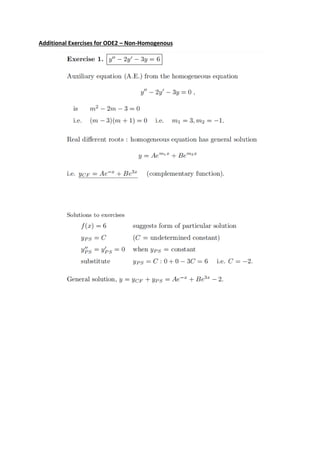 Good exercises and examples on 2nd order ODE | PDF
