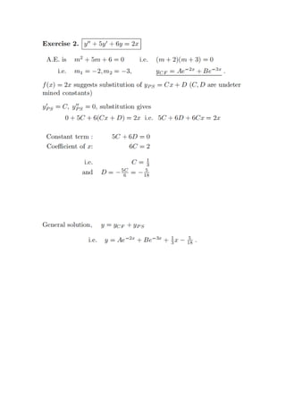 Good exercises and examples on 2nd order ODE | PDF