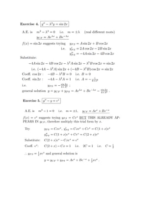 Good exercises and examples on 2nd order ODE | PDF