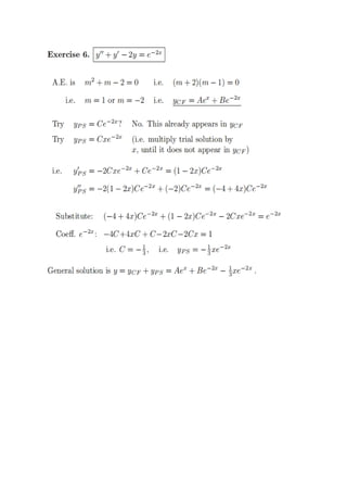 Good exercises and examples on 2nd order ODE | PDF