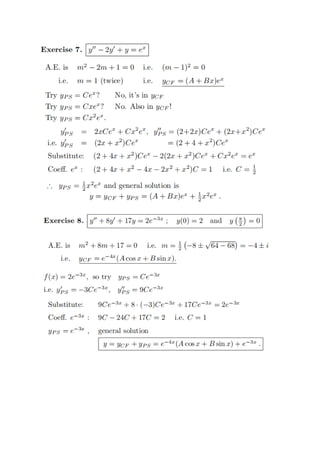 Good exercises and examples on 2nd order ODE | PDF