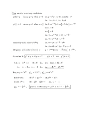 Good exercises and examples on 2nd order ODE | PDF