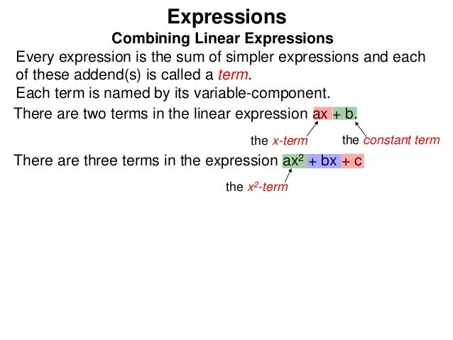 2 expressions and linear expressions