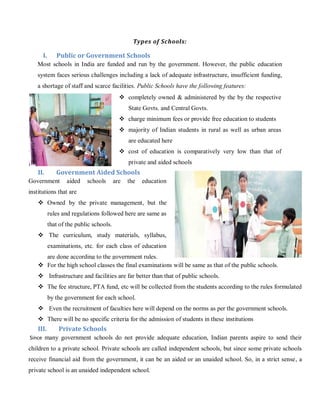 Report on various types/forms of school | PDF