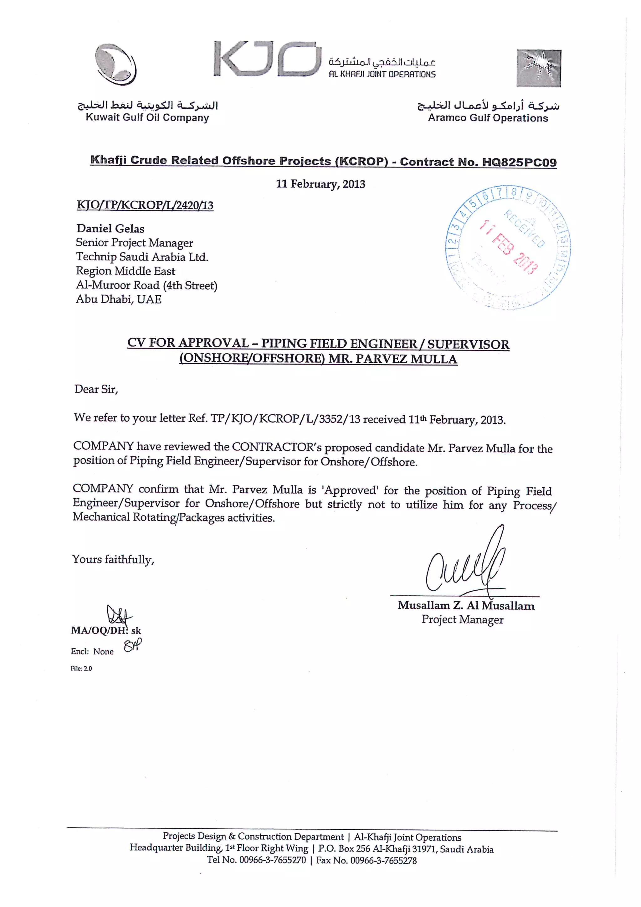 KJO Approval Letter | PDF