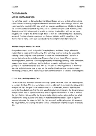 Portfolio Assets CW1C | DOCX | Roleplaying Games | Games and Puzzles