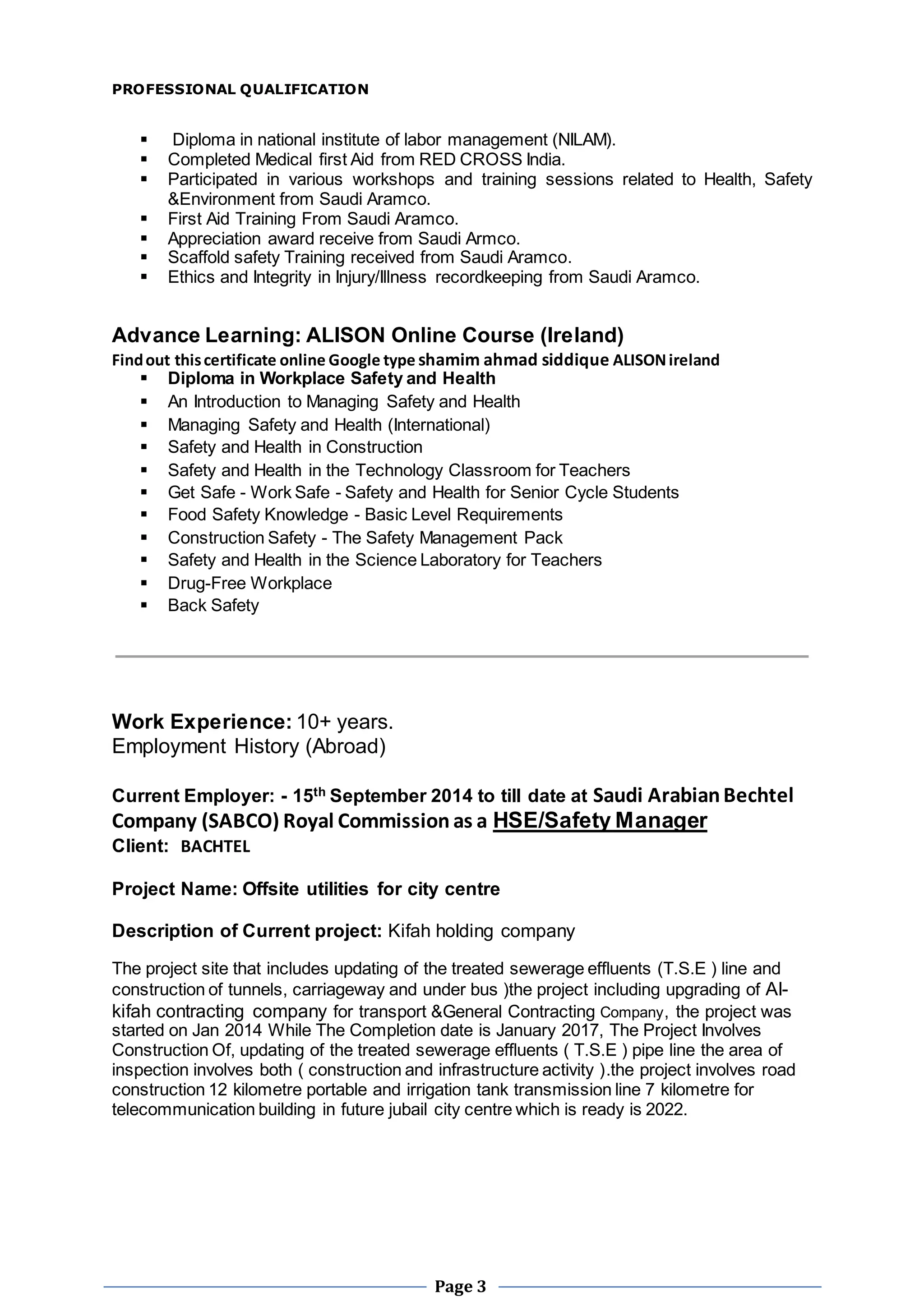 shamim ahmad HSE manager CV | DOCX