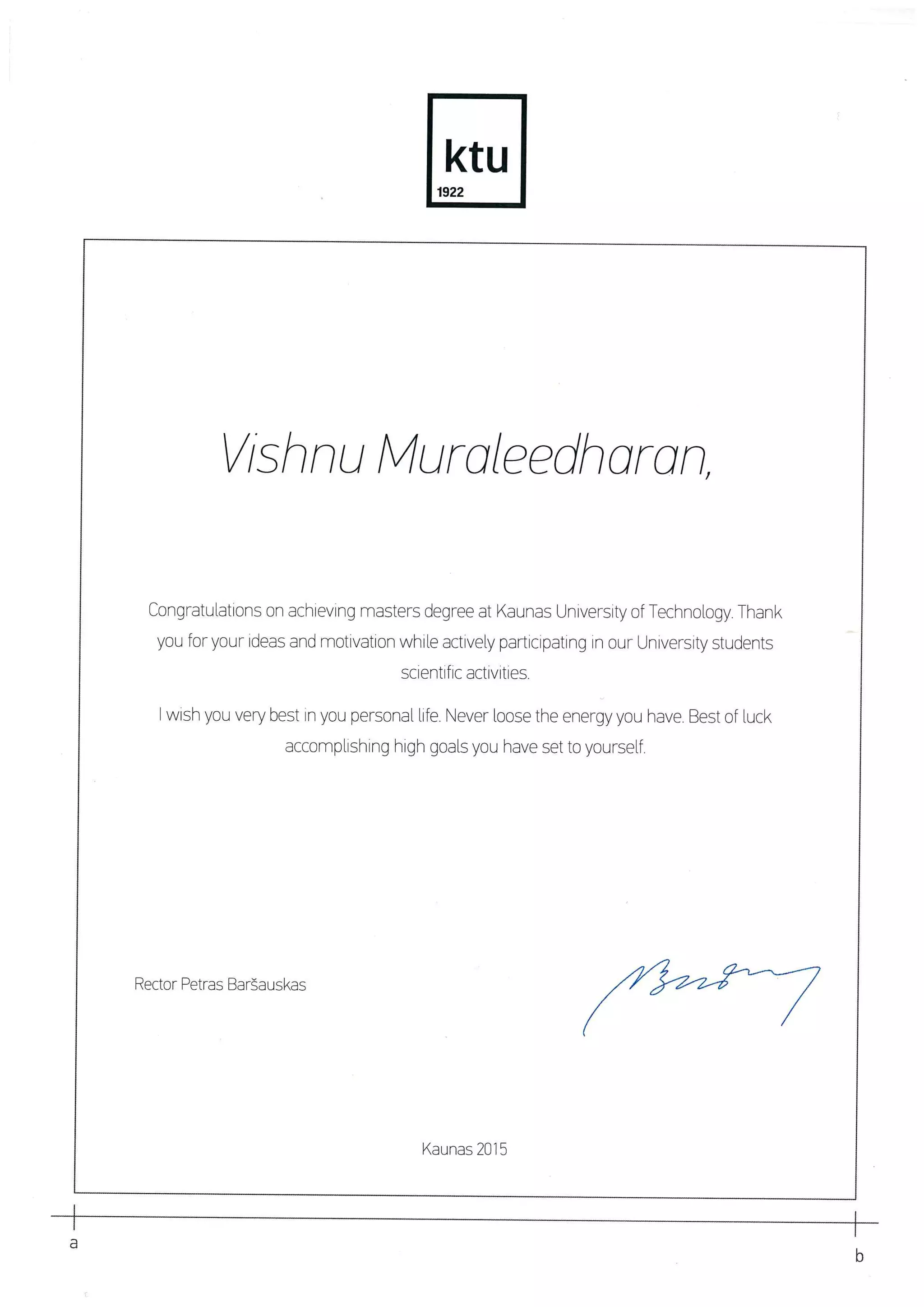 VISHNU RECTOR CERTIFICATE | PDF