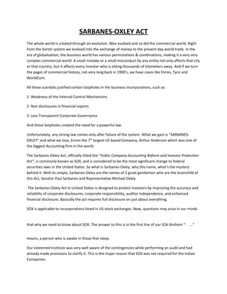 Sarbanes Oxley Act | PDF