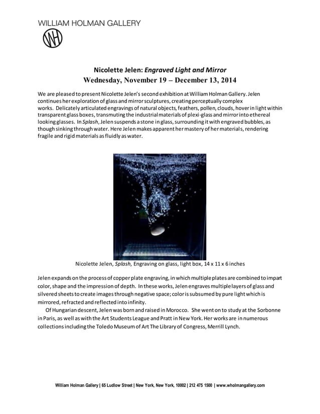 Jelen Cunningham Press Release Holman Gallery | DOCX