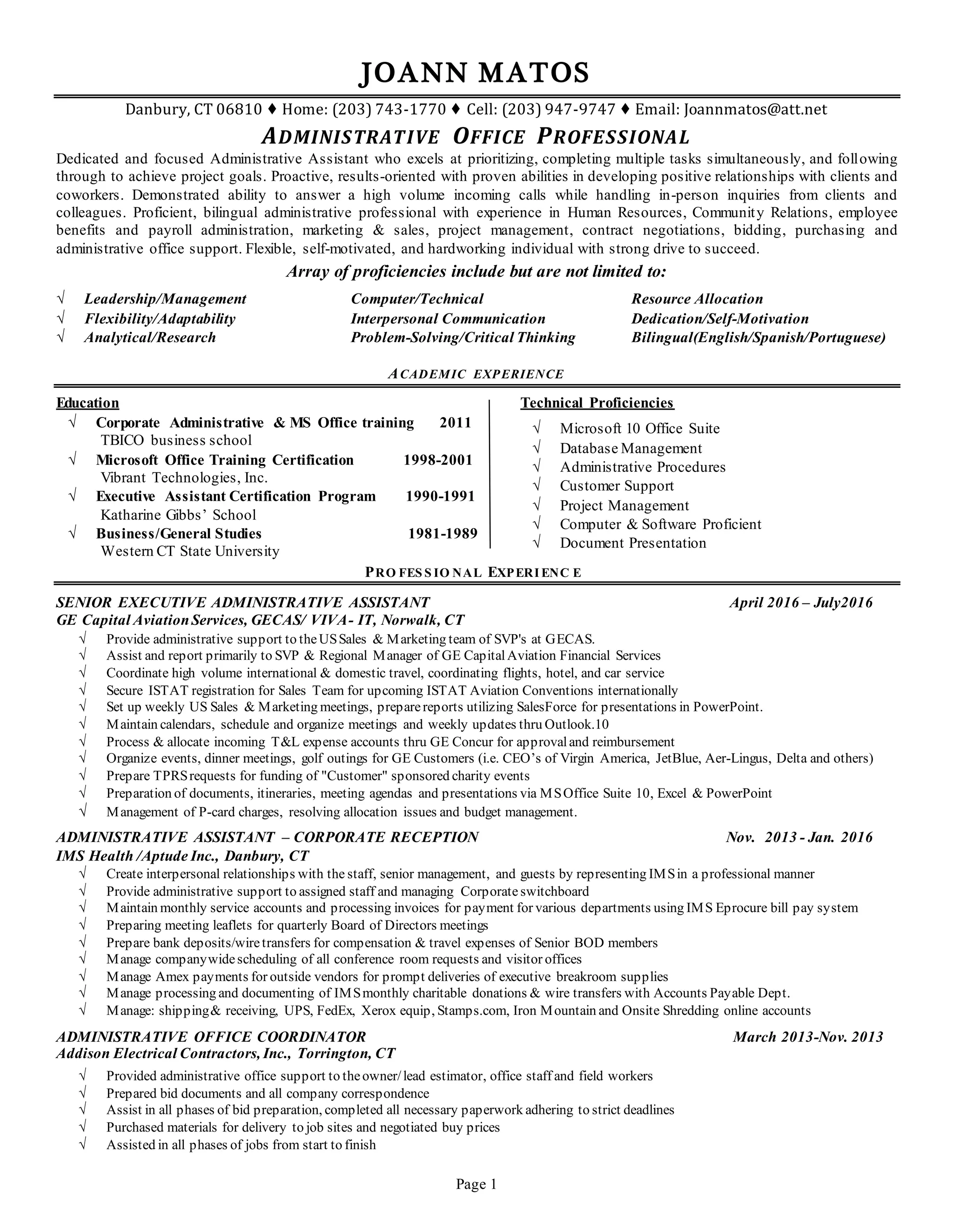 JoAnn Matos Resume updated Jan 2017 | PDF