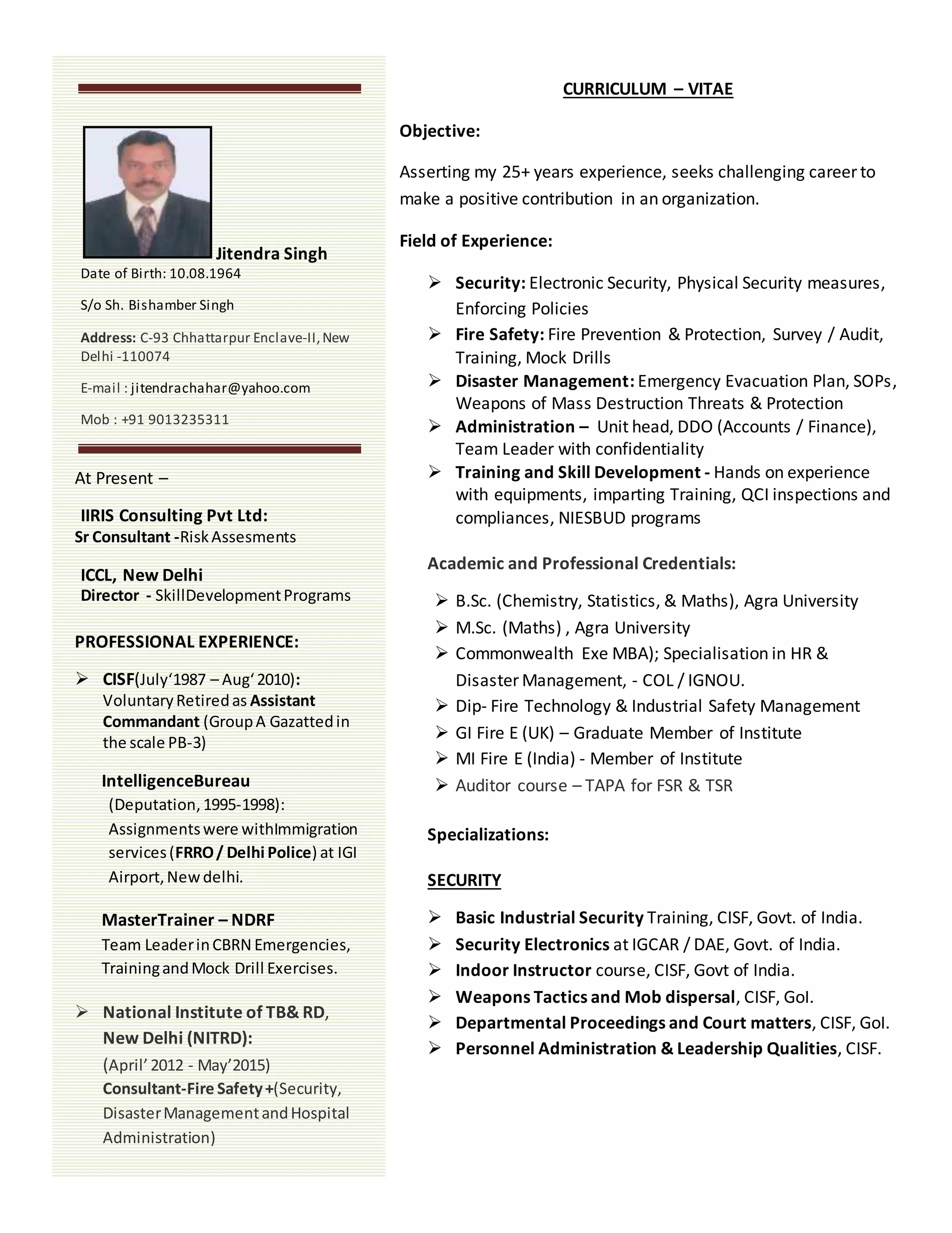 CV-Jitendra | DOCX | Business | Business and Finance
