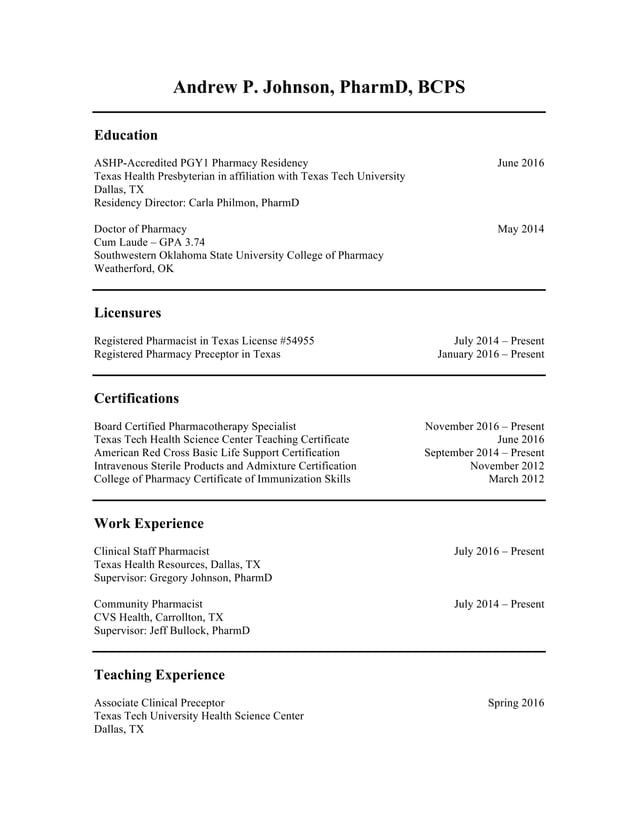 Andrew's Curriculum Vitae | PDF