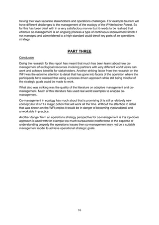 Co-management and Operations Strategy at the Whitefeather Forest | PDF
