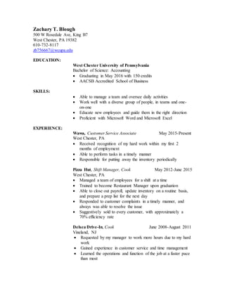 Zachary Blough Resume | DOCX
