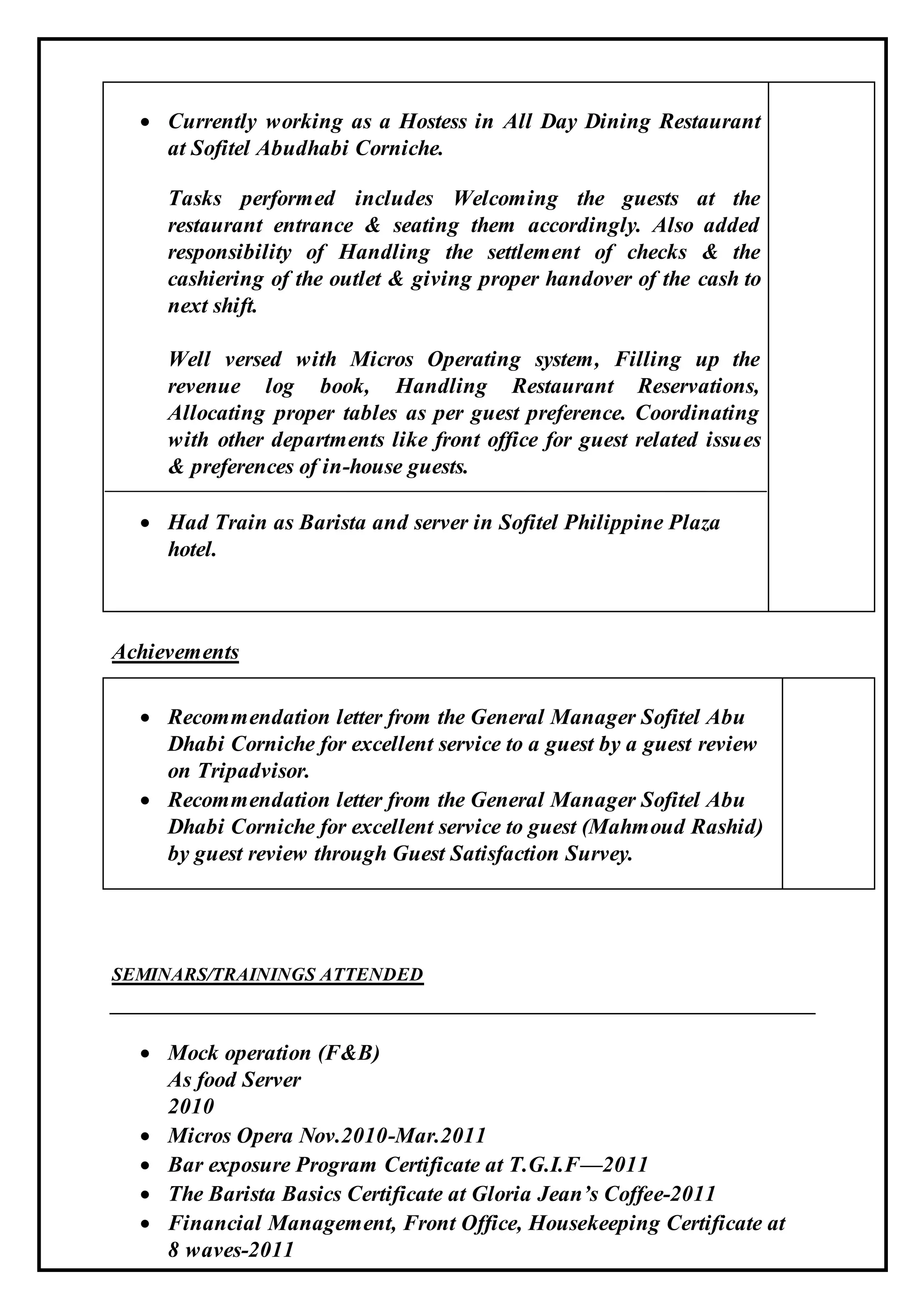 Rafaela Updated Resume (1) (1) | DOCX | Hotels and Motels | Travel Type