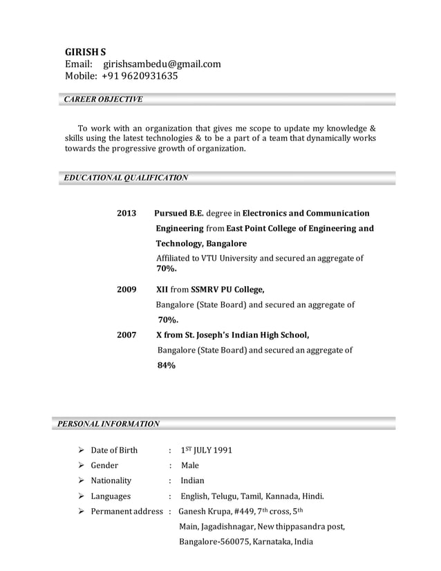 Girish Sambedu Resume | PDF
