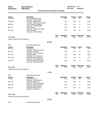 unofficial transcript | PDF | Undergraduate Education | College Education