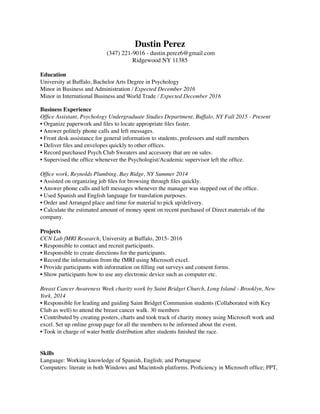 Dustin Perez.Resume.2016.June.k | PDF | Education