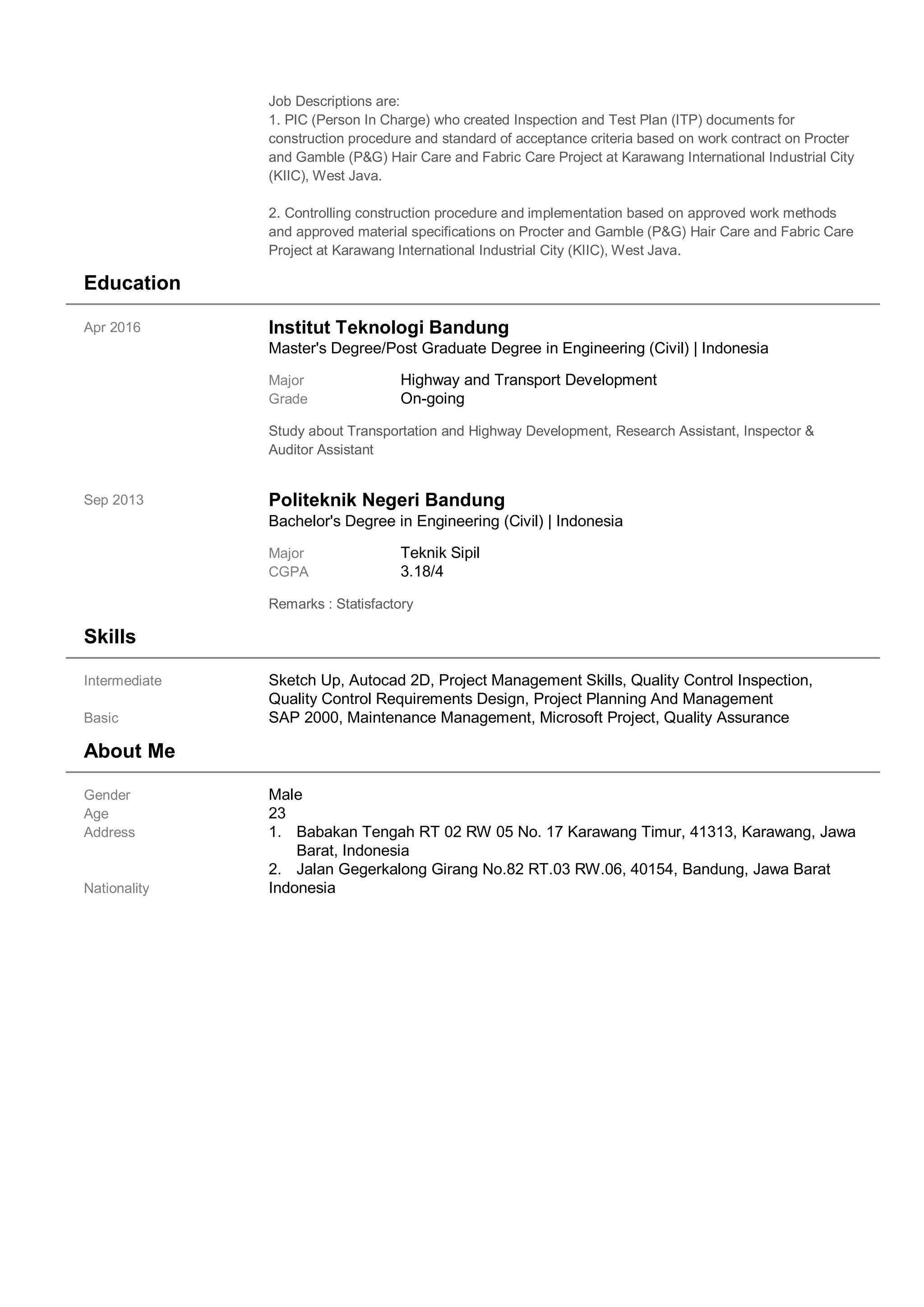 CV. Achmad Firdaus | PDF