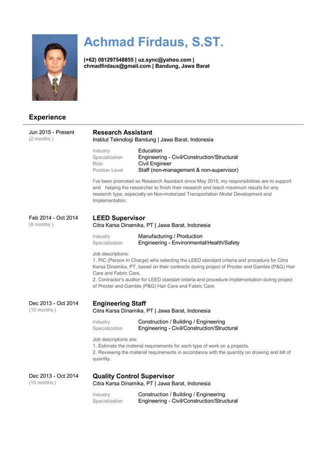 CV. Achmad Firdaus | PDF