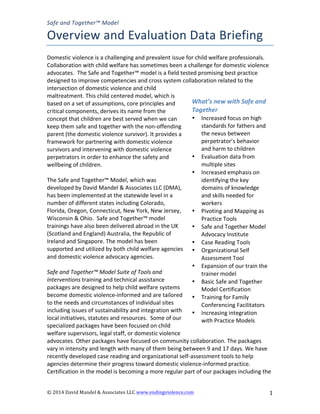 Safe and Together Model Overview and Evidence Briefing October 2014 ...