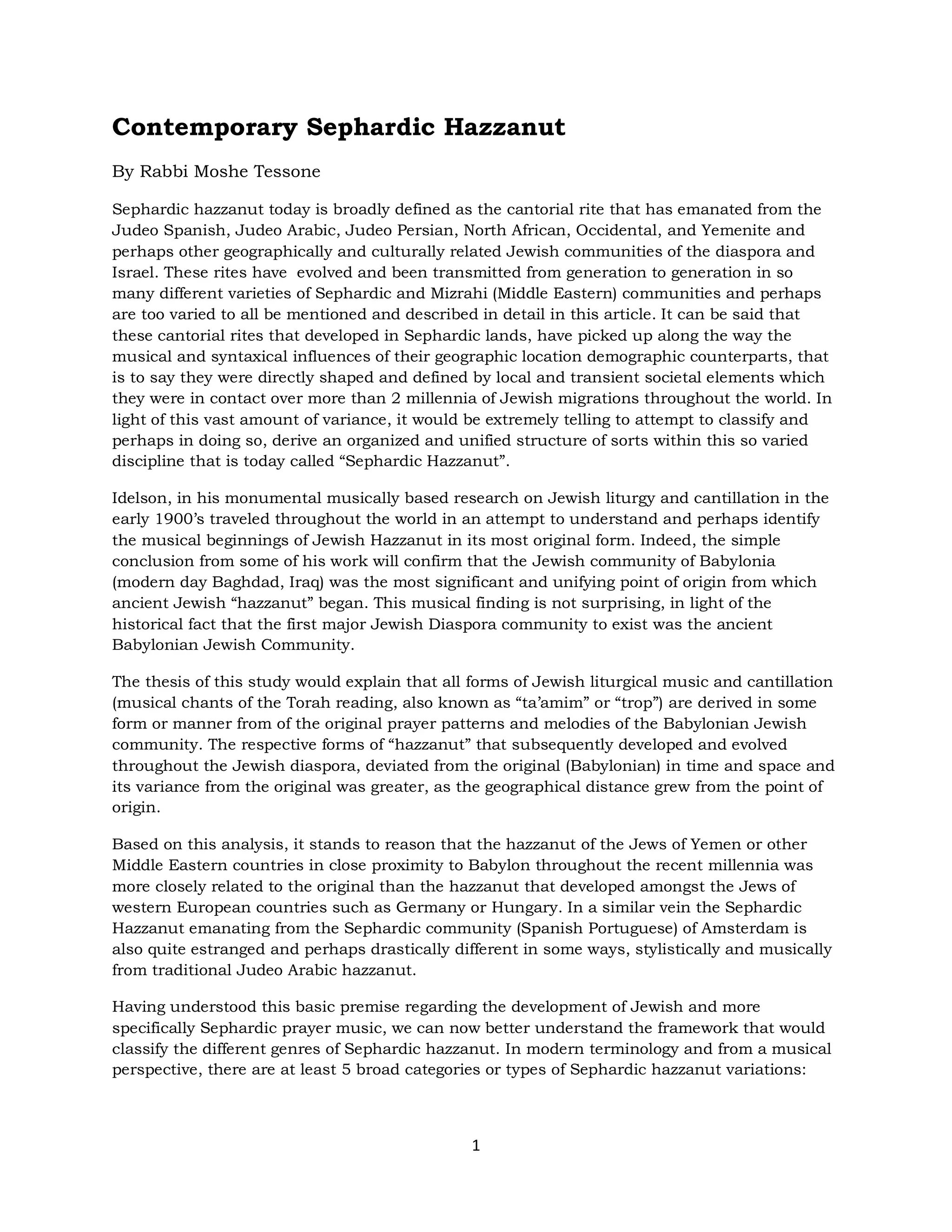 Contemporary Sephardic Hazzanut | PDF