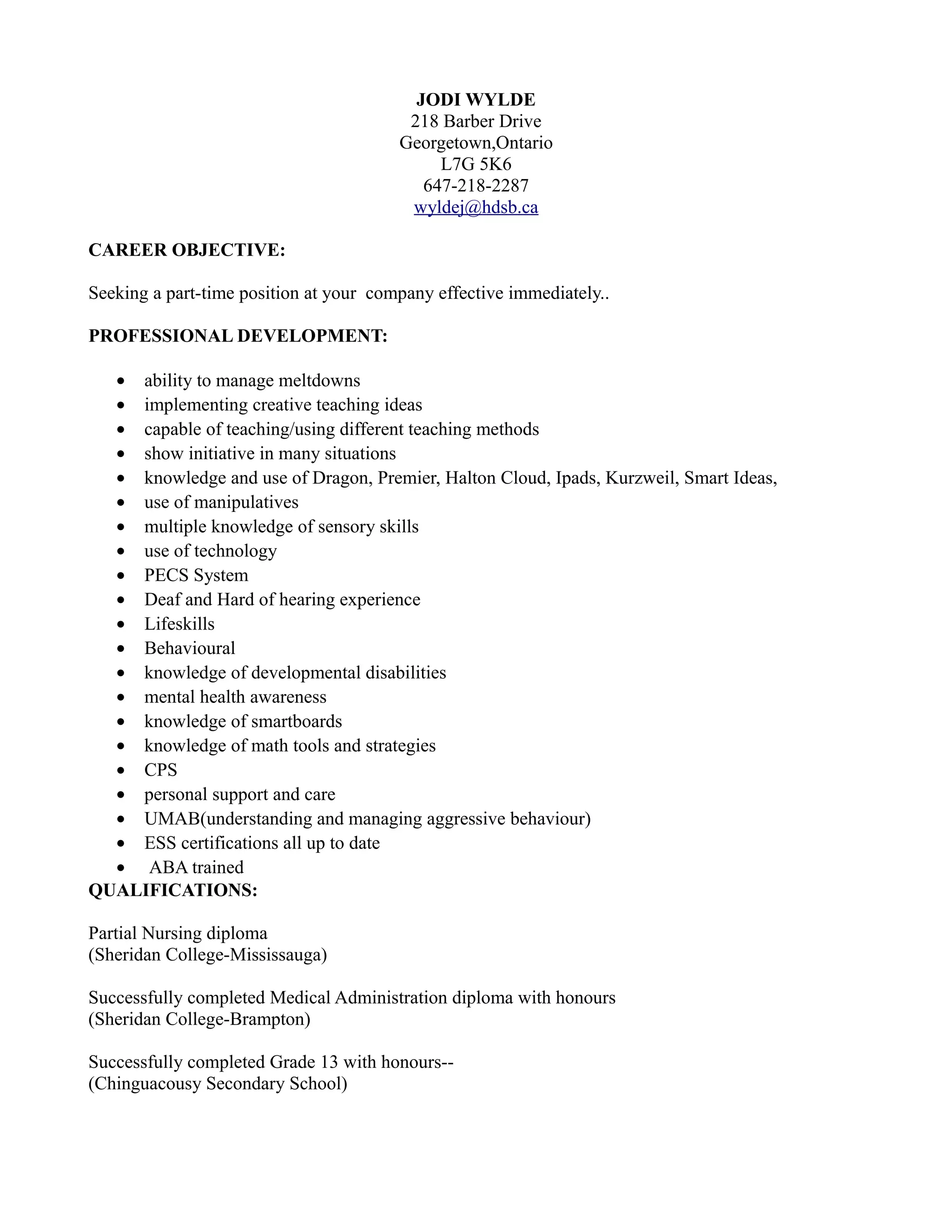 Jodi's Resume | DOC
