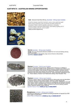 AUST-MTIC Corp Profile 2015 (S) | PDF | Commodities | Economy