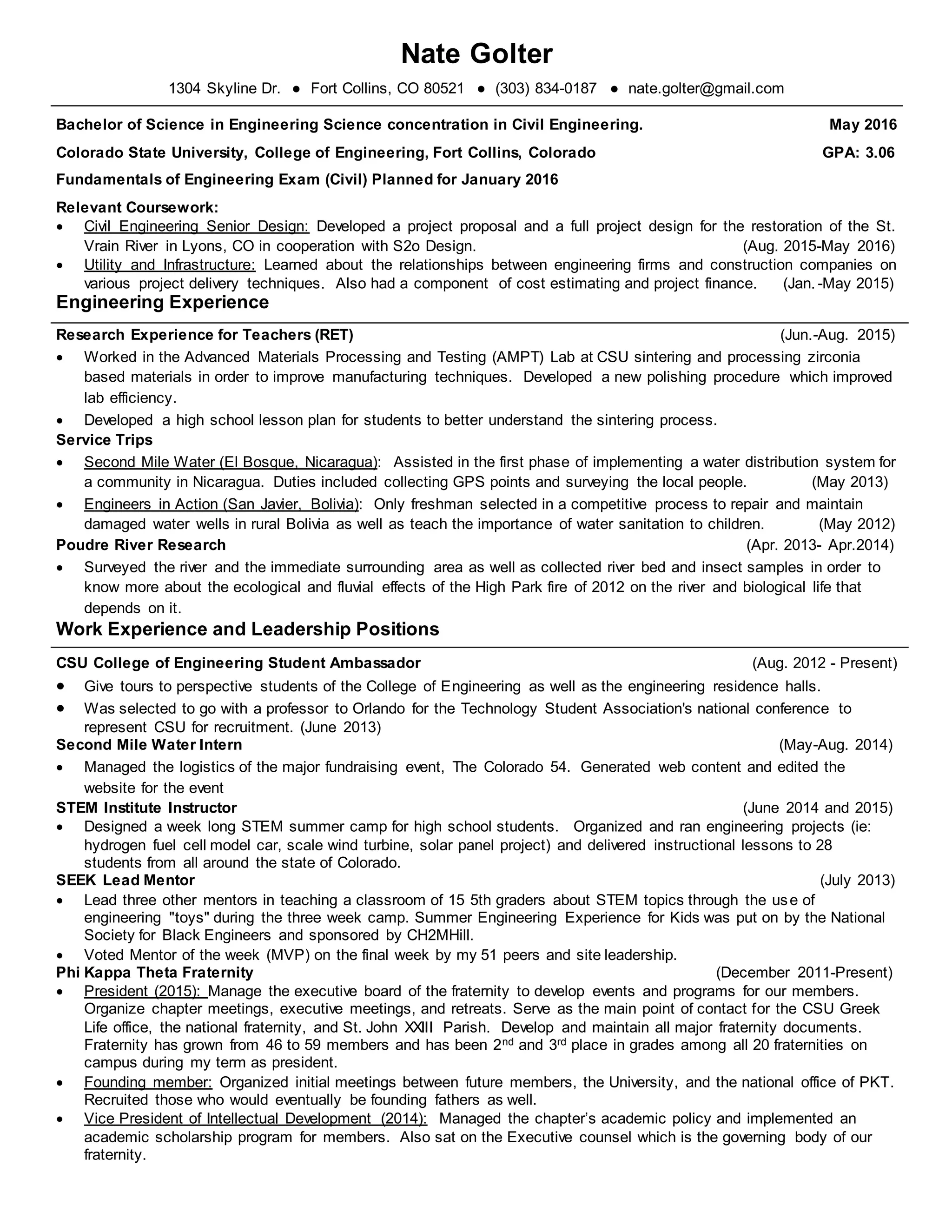 Engineering Resume Infrastructure | PDF