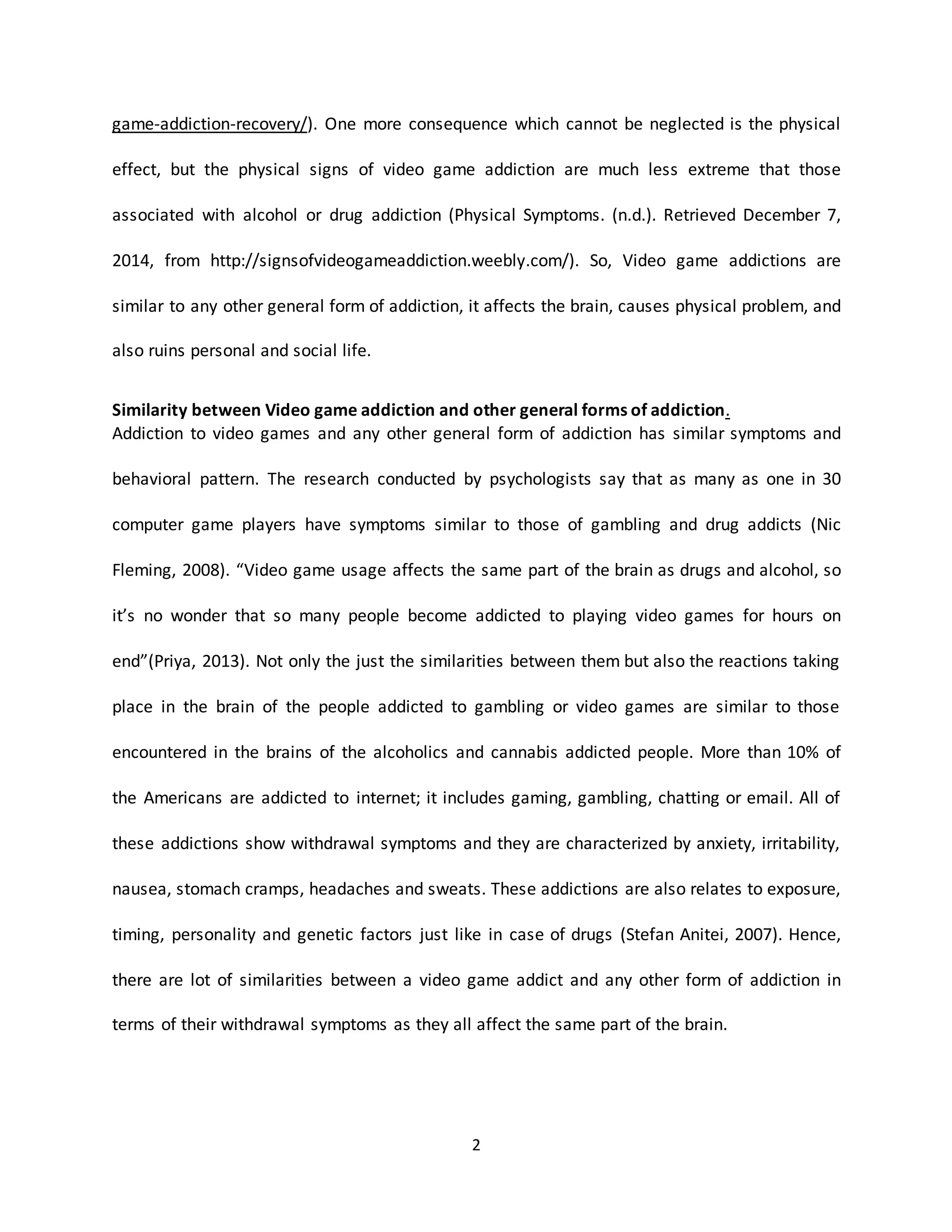 Addiction to Video games | DOCX