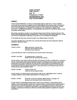 Judy Resume with Customer Service Info Saved 09.13.2015