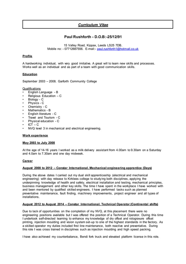 Pauls CV ammended | PDF